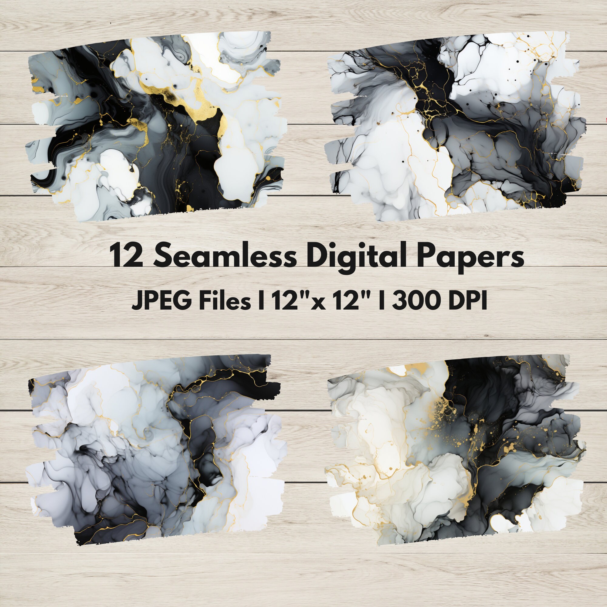 Black and White Alcohol Ink Digital Paper -- Seamless Pattern ...