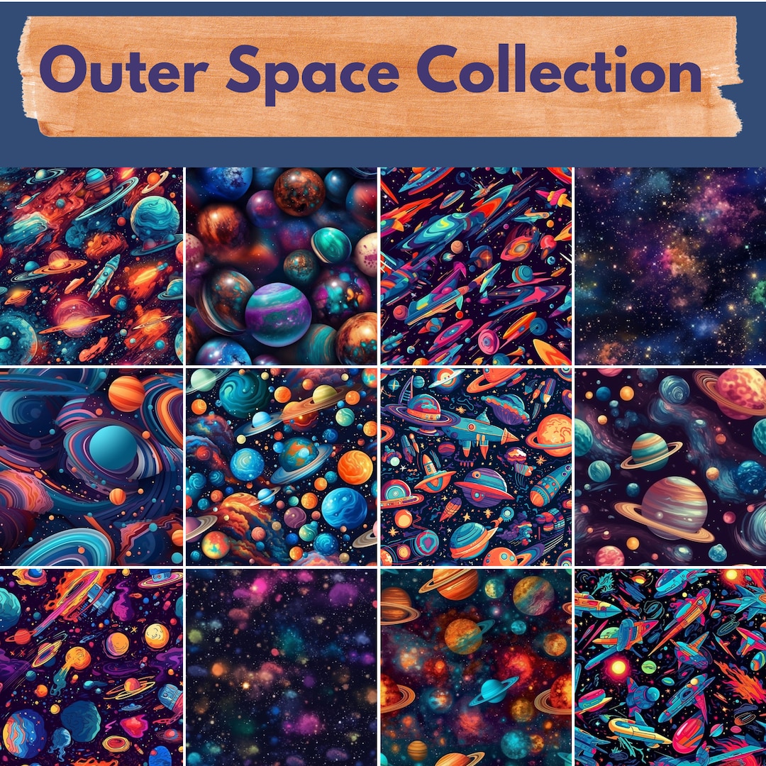 Outer Space Digital Paper -- Seamless Pattern -- Space Backgrounds ...