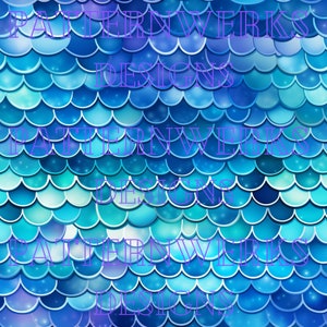 Blue Mermaid Scale Digital Paper -- Seamless Pattern -- Mermaid Scale ...