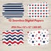 Red, White and Blue Patriotic Digital Paper -- Seamless Pattern ...