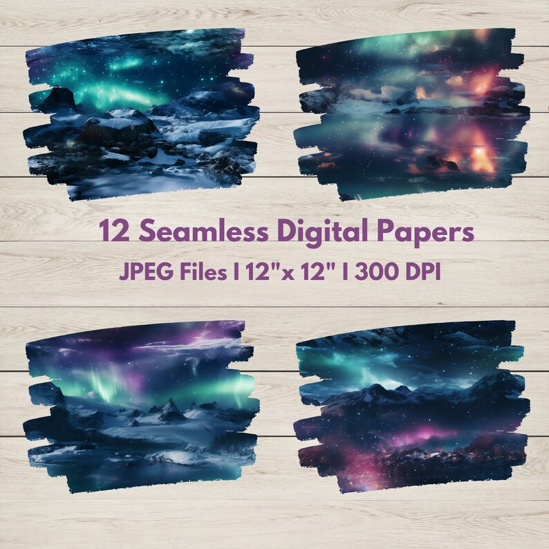 Northern Lights Digital Paper -- Seamless Pattern -- Northern Lights ...