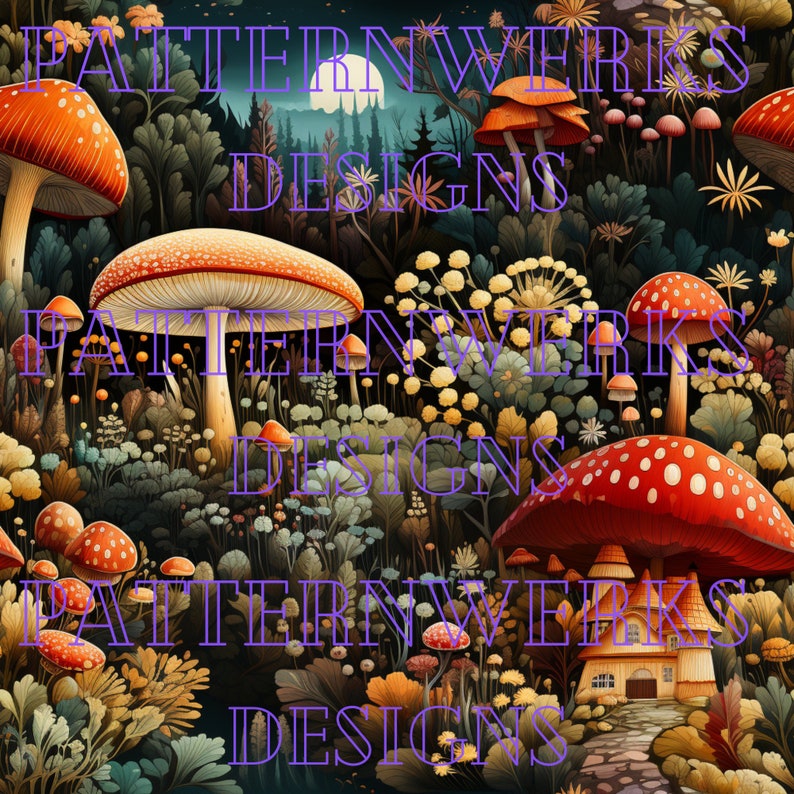 Mushroom Digital Paper Seamless Pattern Mushroom - Etsy