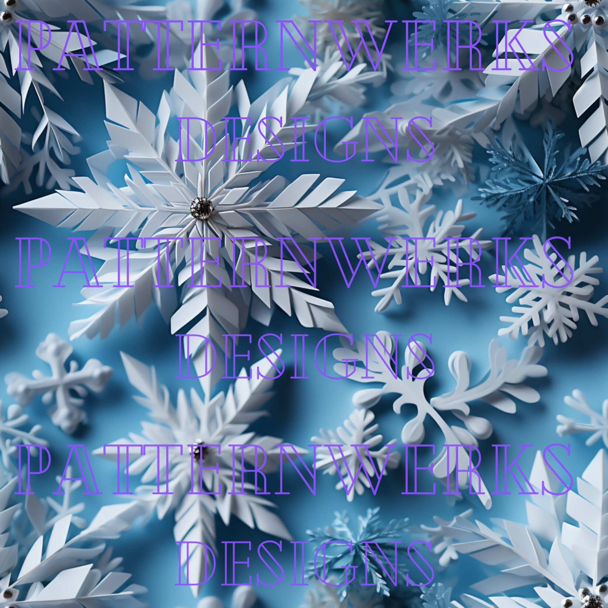 Blue and White Paper Snowflake Digital Paper -- Seamless Pattern ...