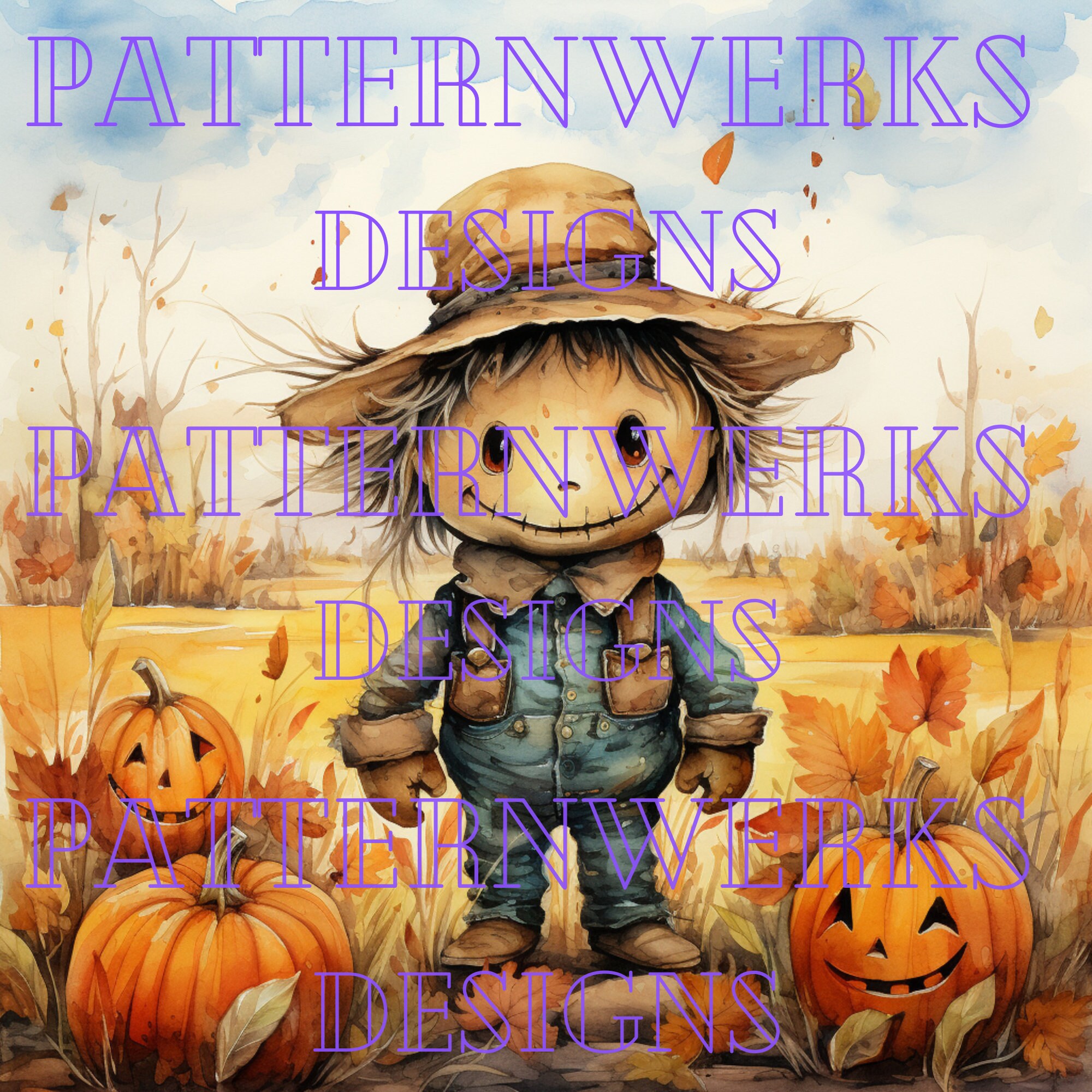 Watercolor Autumn Scarecrow Digital Paper -- Scarecrow Backgrounds ...