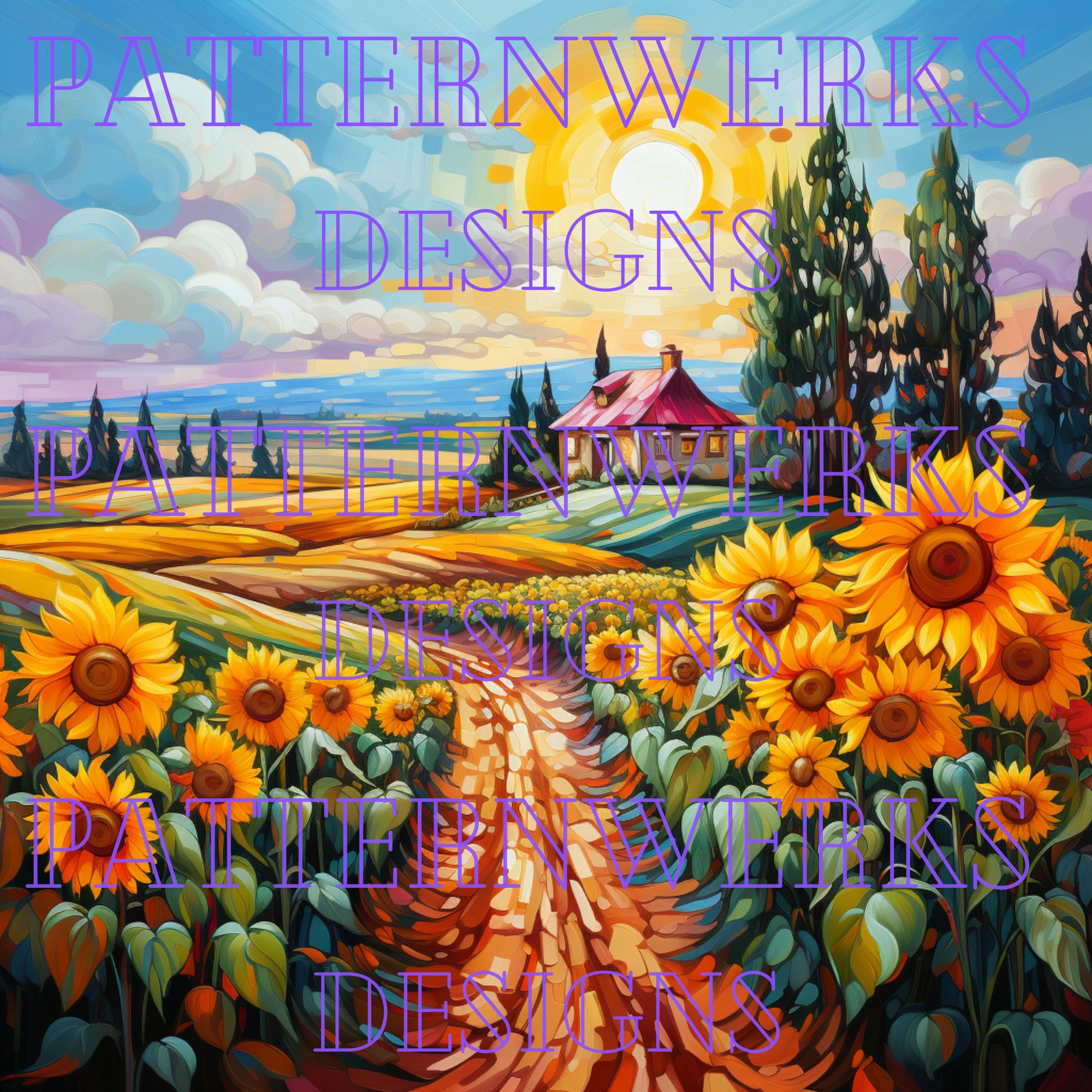 Sunflower Field Digital Paper -- Sunflower Backgrounds -- 12 Designs ...