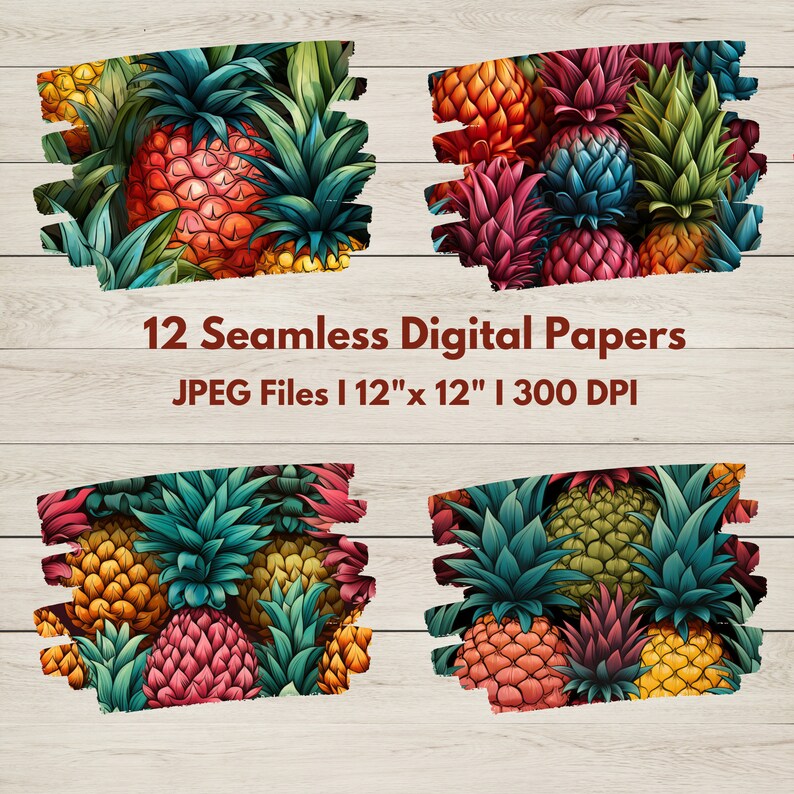 Tropical Pineapple Digital Paper Seamless Pattern Pineapple Backgrounds ...