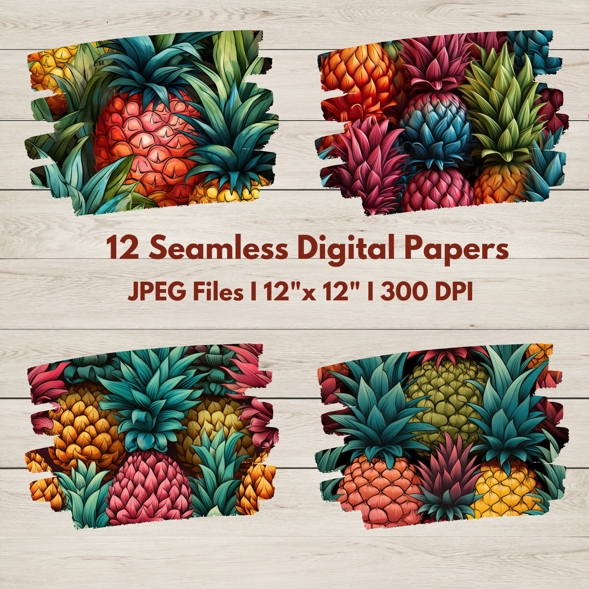 Tropical Pineapple Digital Paper -- Seamless Pattern -- Pineapple ...