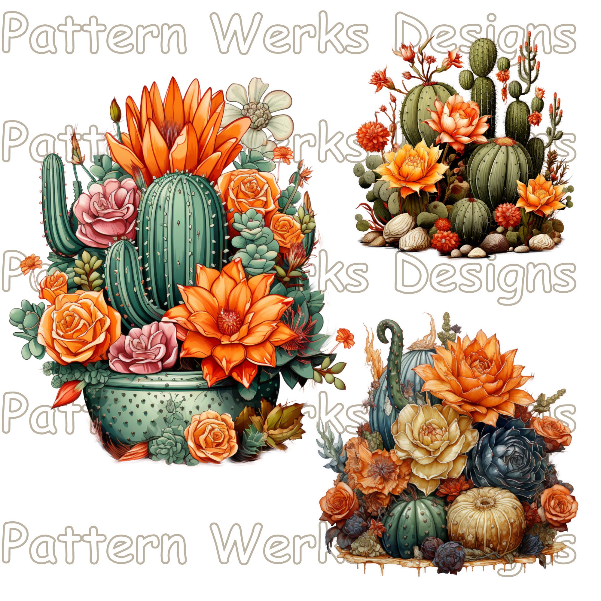 Fall Cactus Clip Art -- PNG Format --transparent Background-- Instant ...