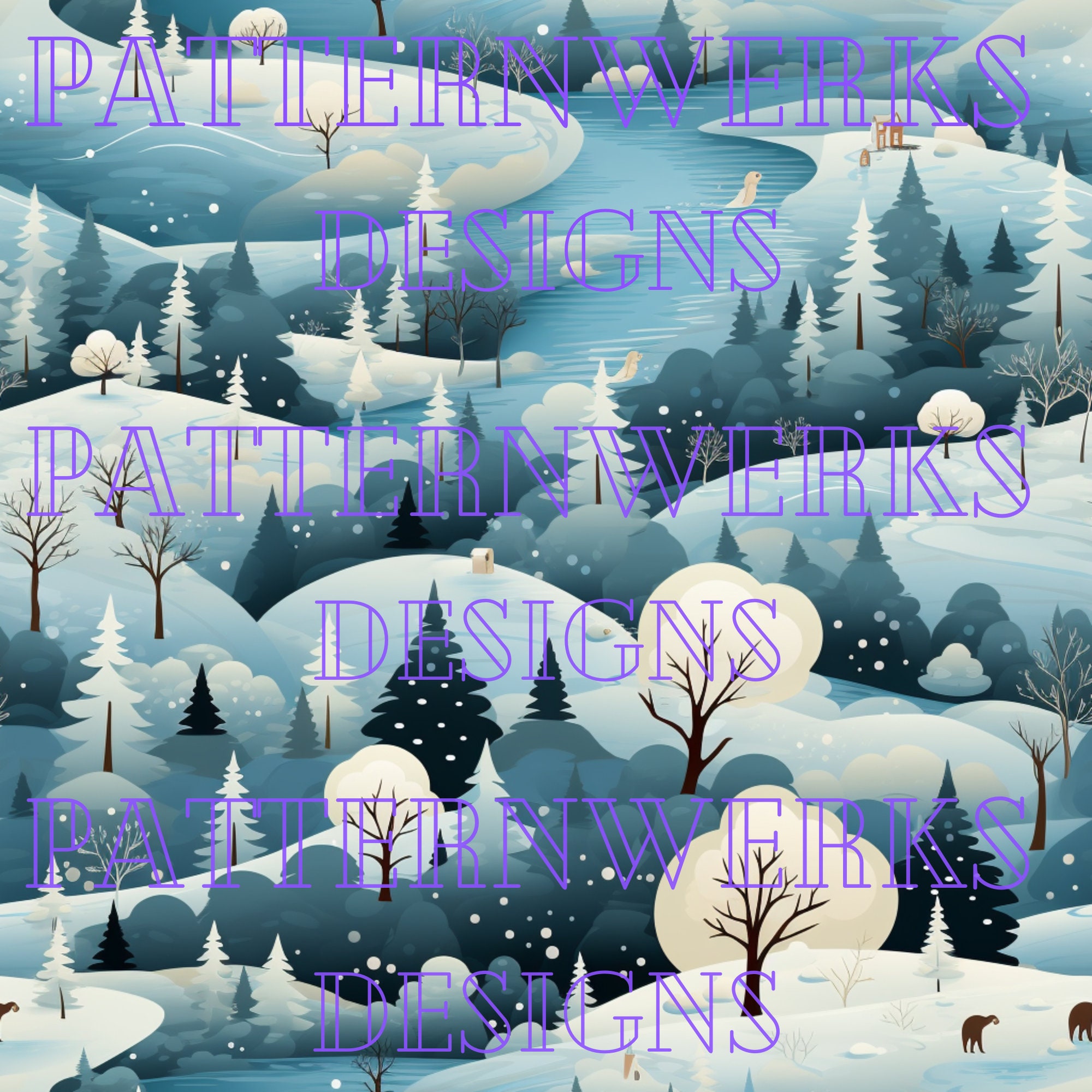 Pastel Winter Landscape Digital Paper -- Seamless Pattern -- Winter ...