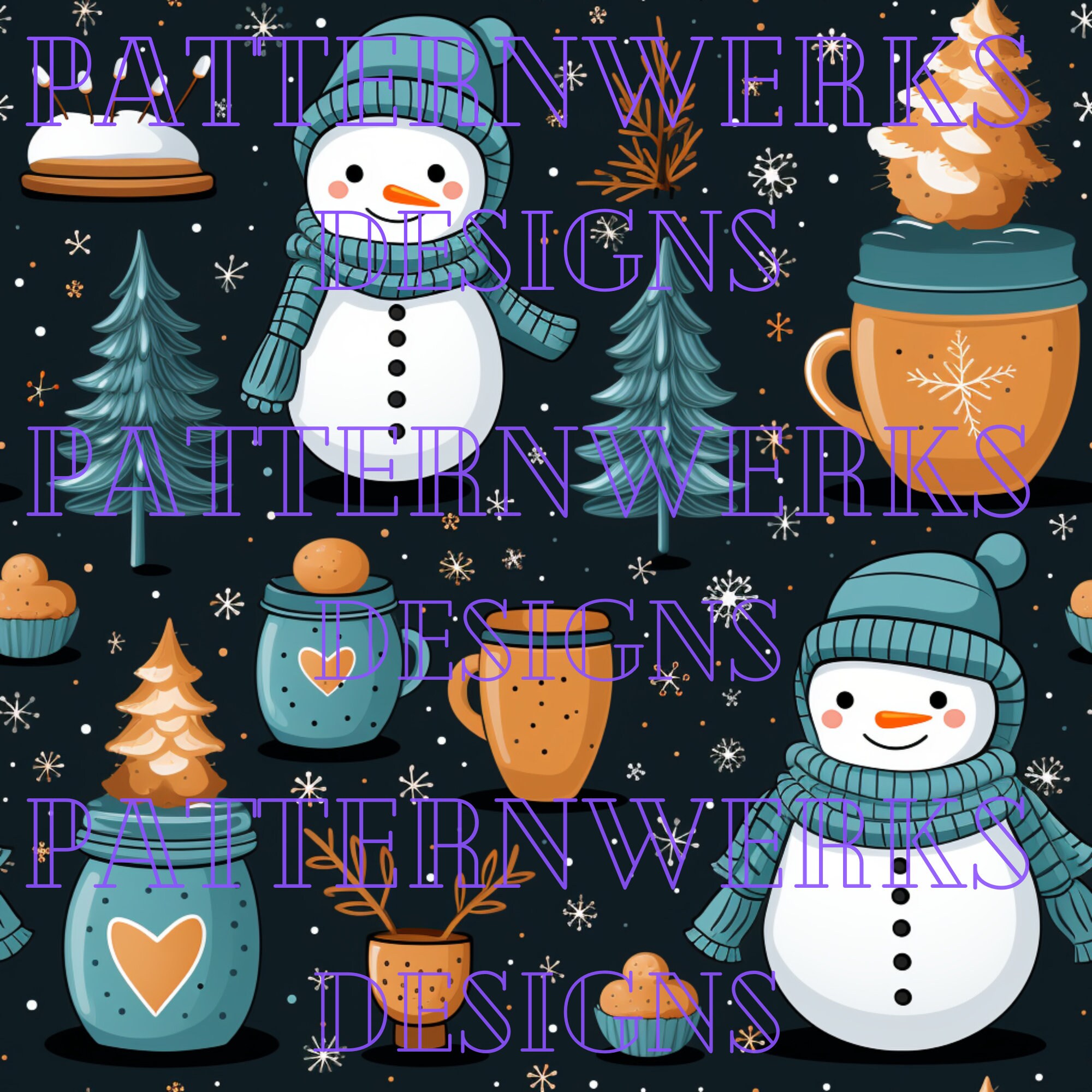 Snowman Digital Paper -- Seamless Pattern -- Winter Backgrounds -- 12 ...