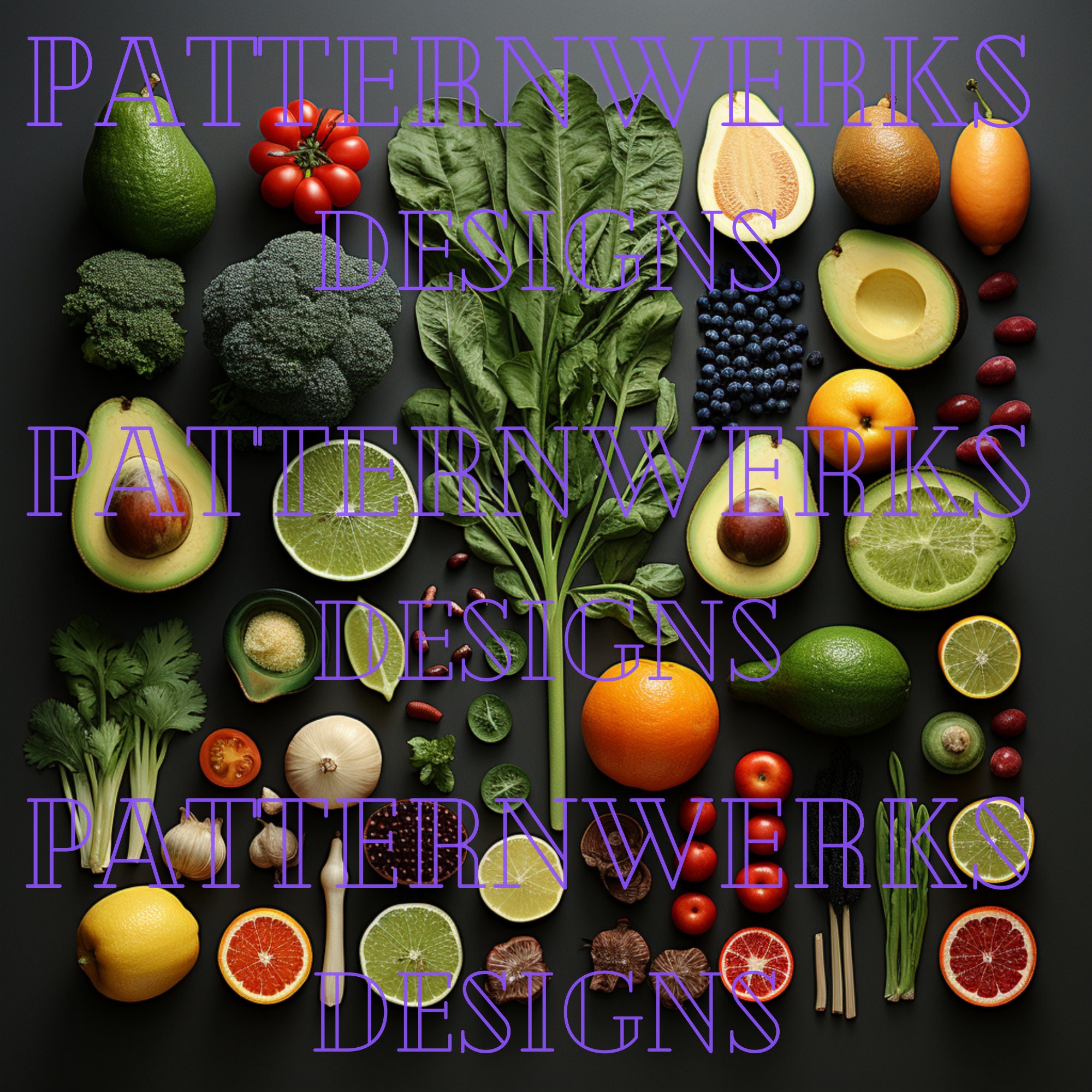 Fruits and Veggies Digital Paper -- Food Backgrounds -- 12 Designs ...