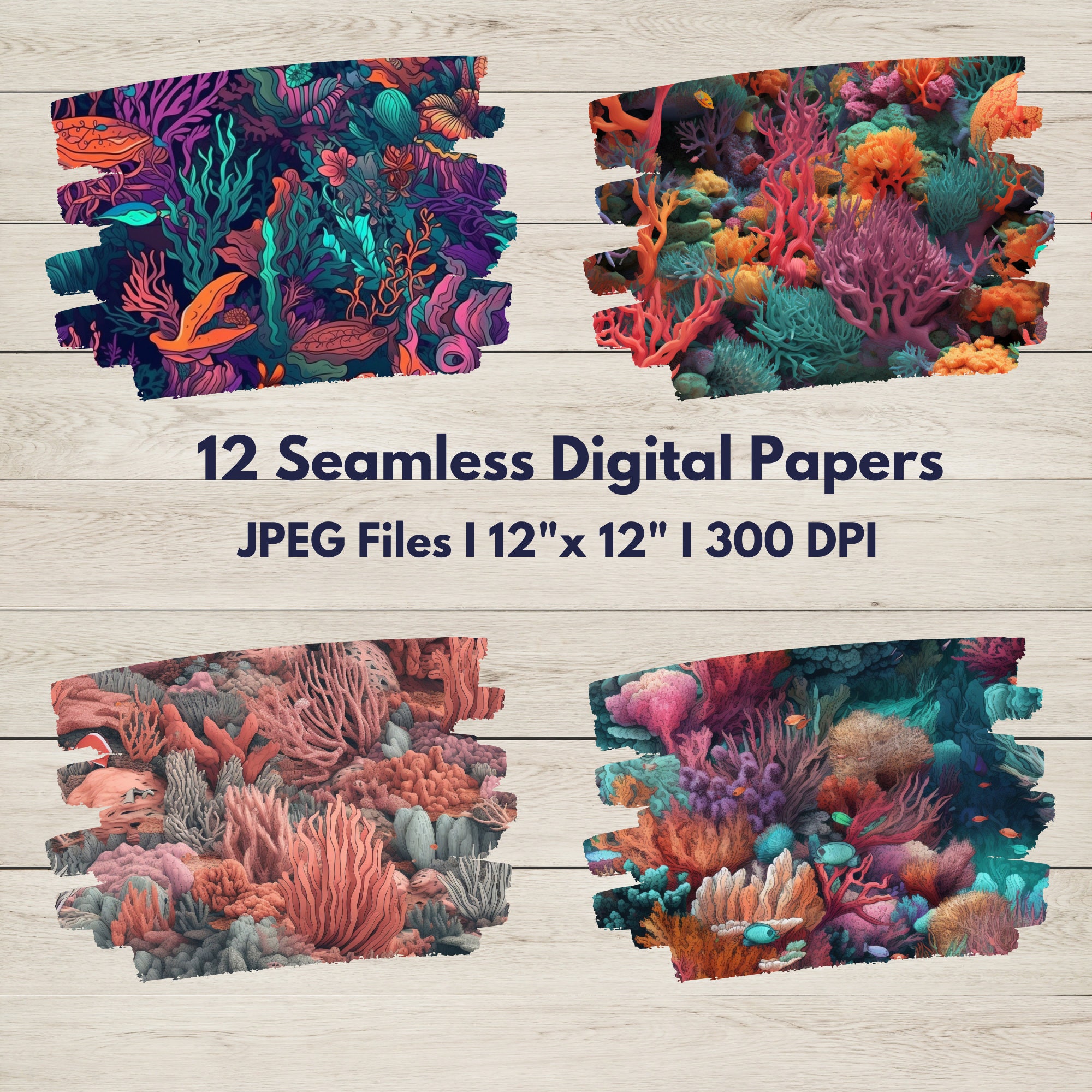 Coral Reef Digital Paper -- Seamless Pattern -- Coral Reef Backgrounds ...