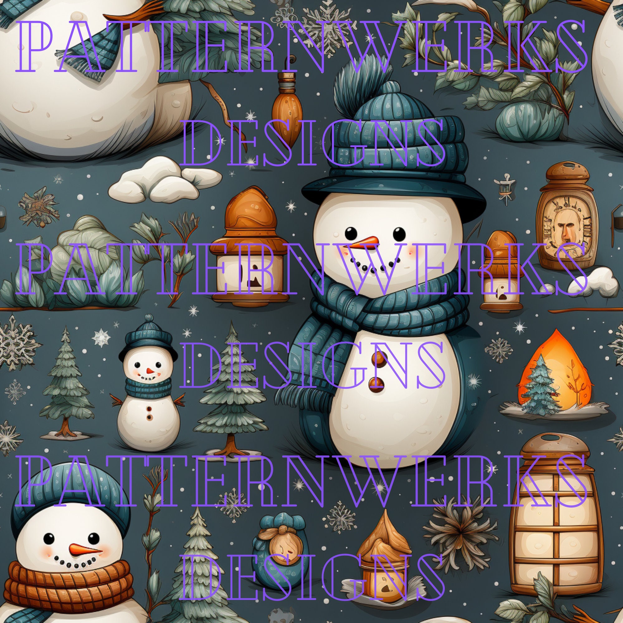 Snowman Digital Paper Seamless Pattern Winter Backgrounds 12 Designs ...