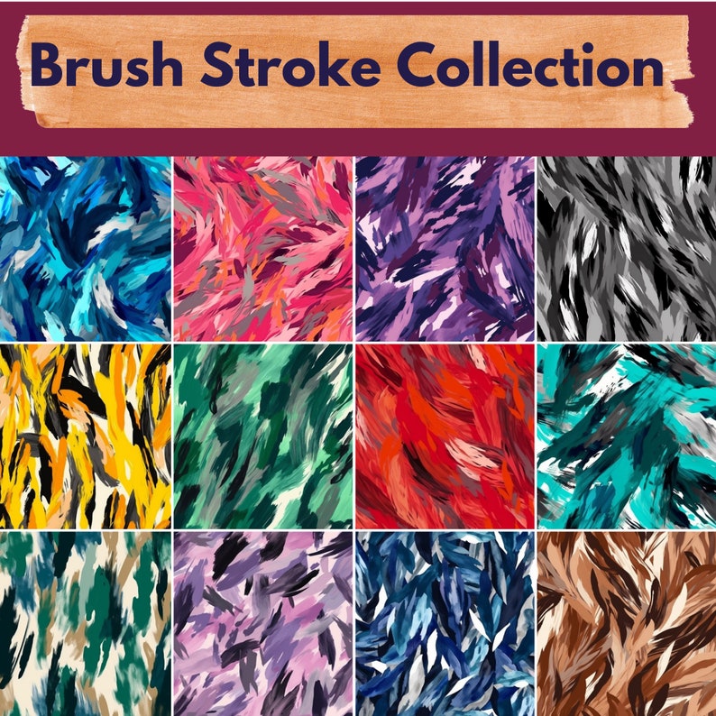 Brush Stroke Digital Paper -- Seamless Pattern -- Abstract Backgrounds ...