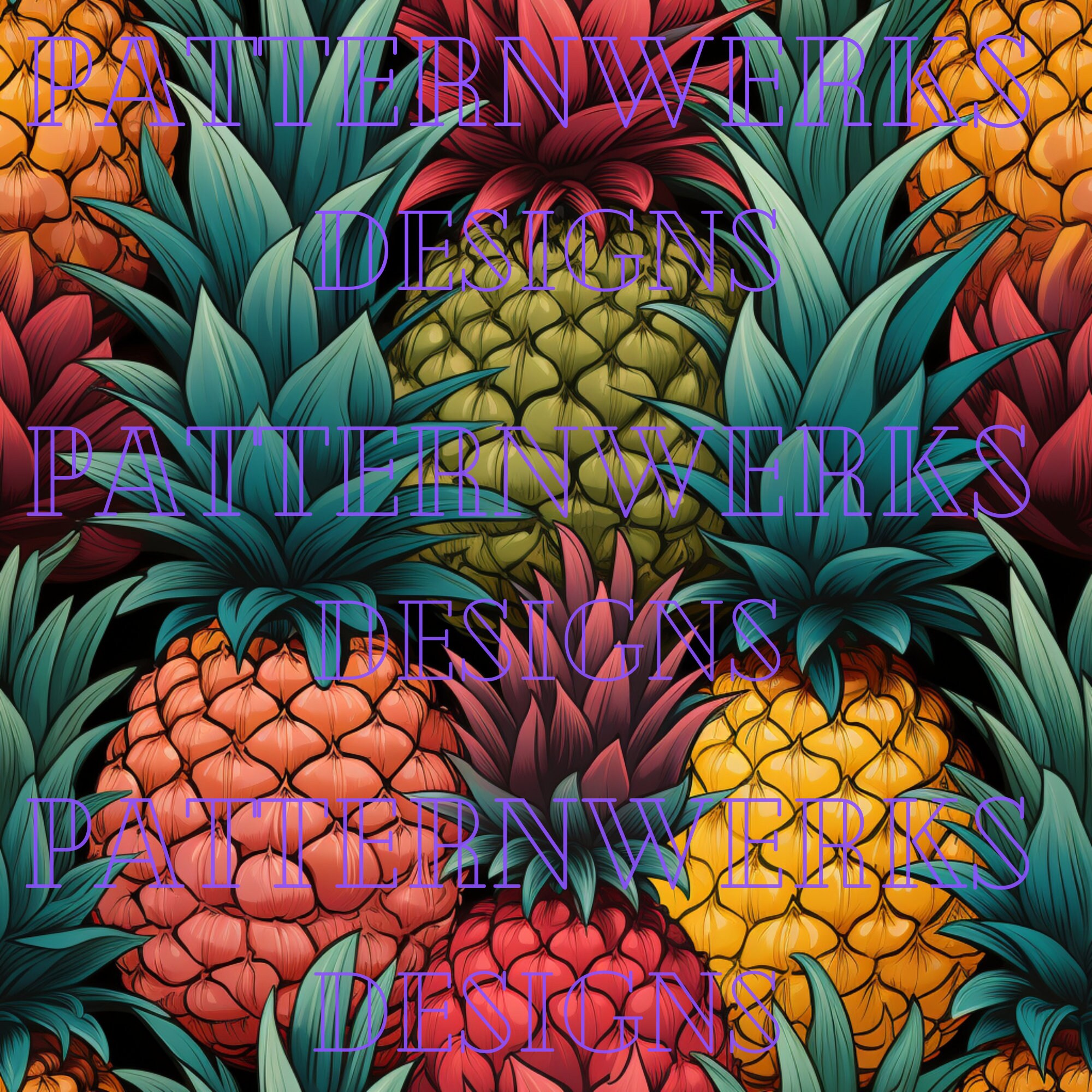 Tropical Pineapple Digital Paper -- Seamless Pattern -- Pineapple ...