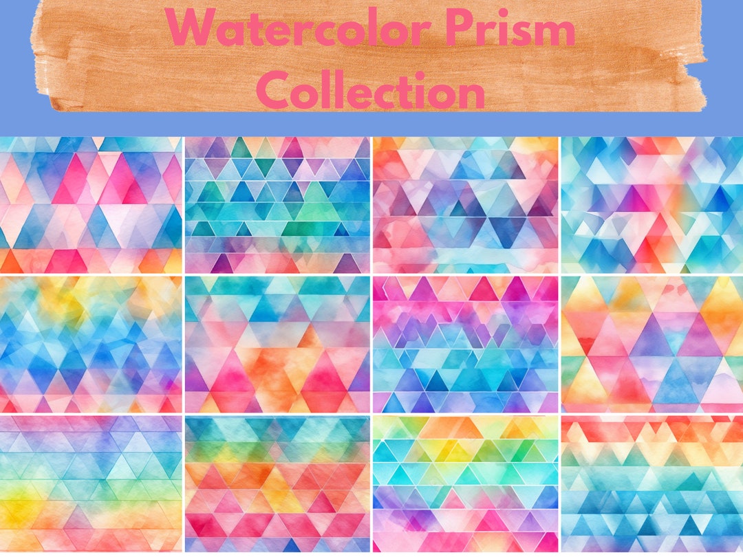 Watercolor Prism Digital Paper Seamless Pattern Cloud - Etsy
