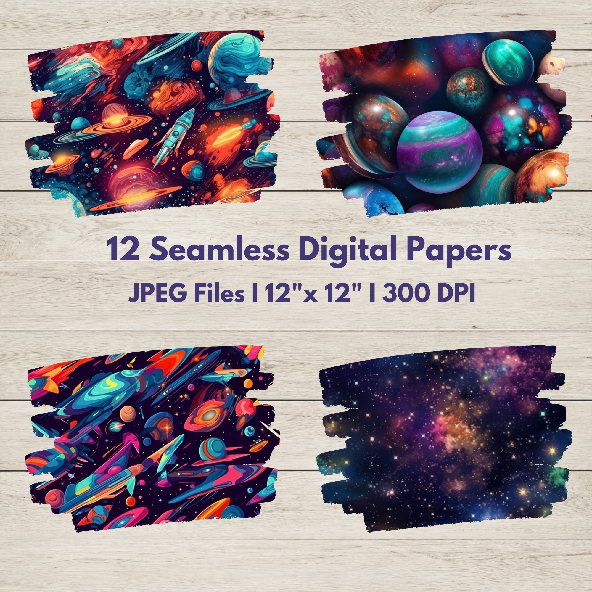 Outer Space Digital Paper -- Seamless Pattern -- Space Backgrounds ...