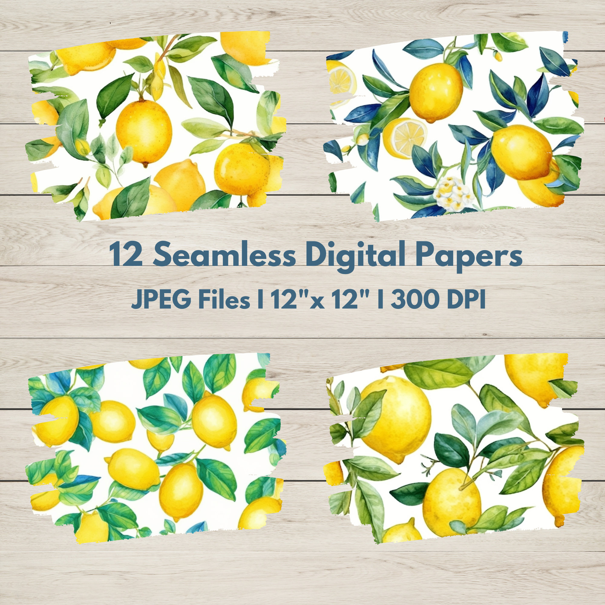 Watercolor Lemon Digital Paper -- Seamless Pattern -- Lemon Backgrounds ...