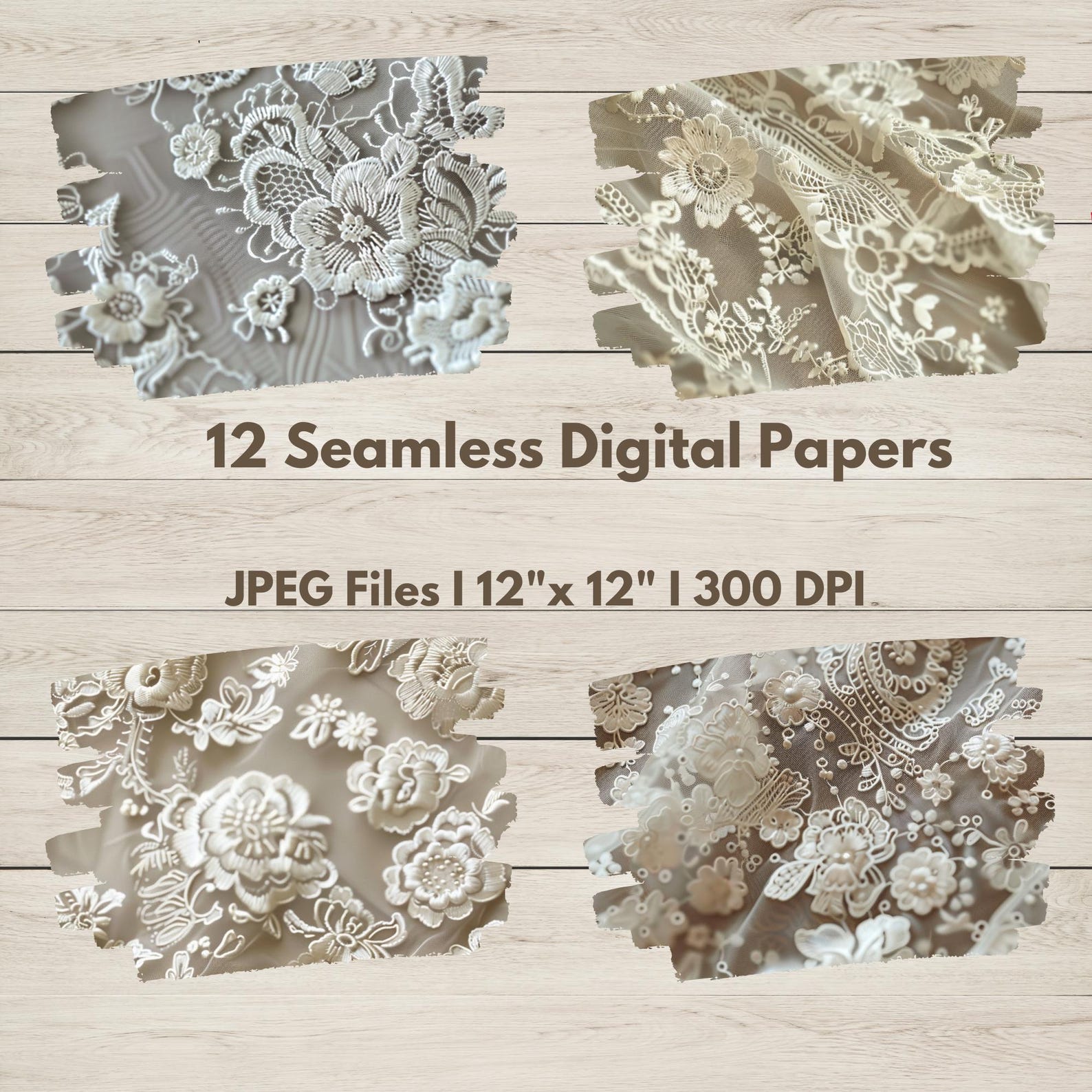 Ivory Vintage Lace Digital Paper -- Seamless Pattern -- Lace ...