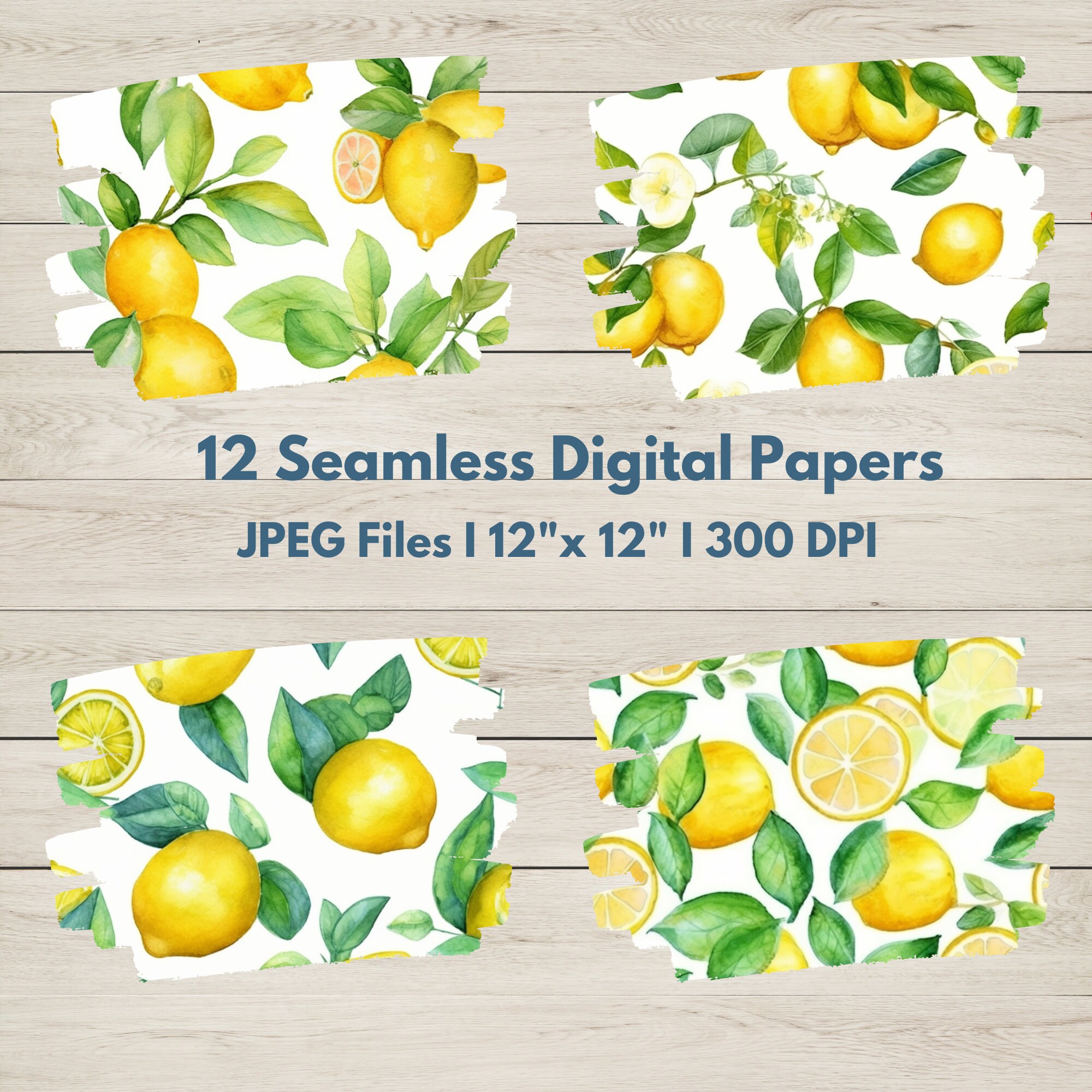 Watercolor Lemon Digital Paper -- Seamless Pattern -- Lemon Backgrounds ...