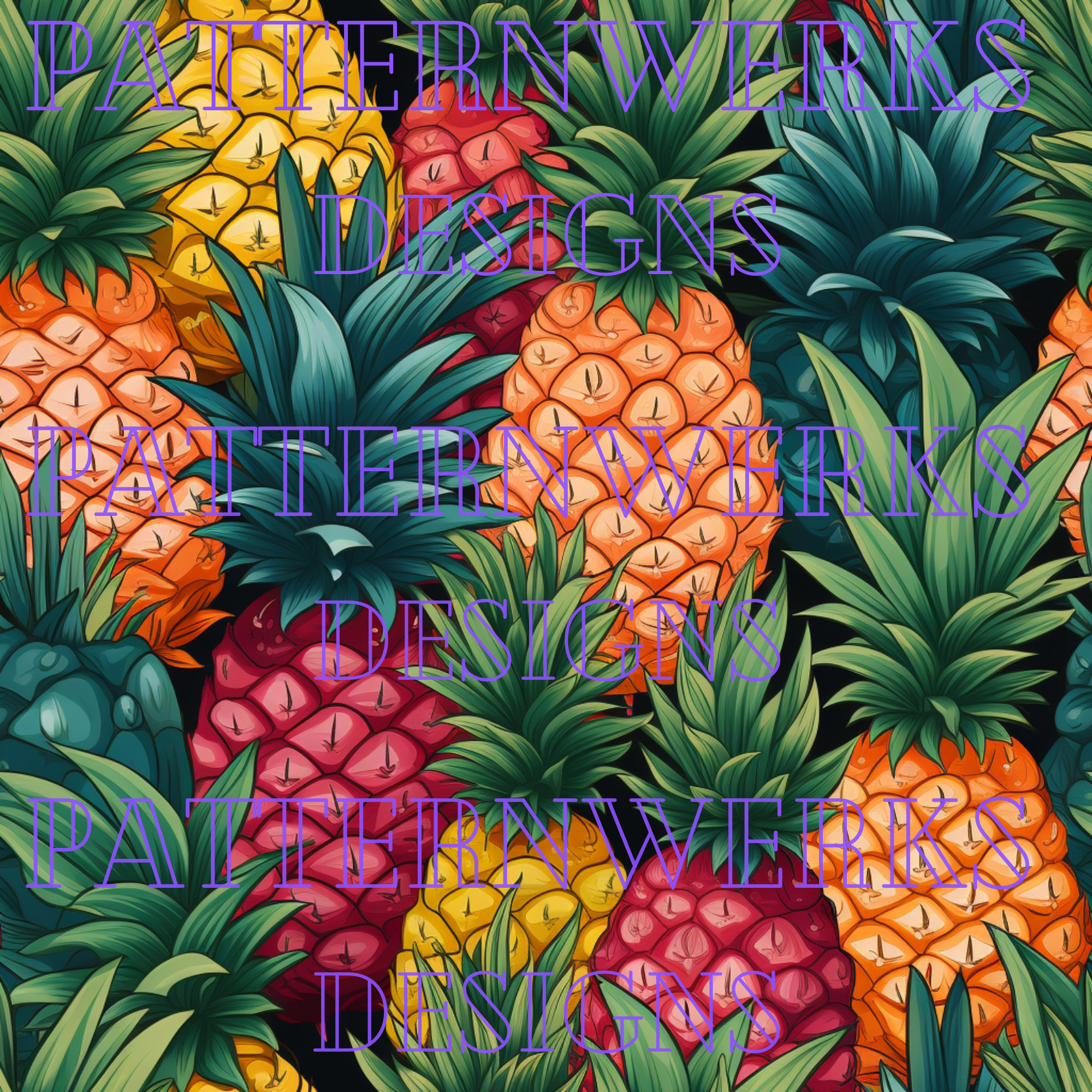 Tropical Pineapple Digital Paper -- Seamless Pattern -- Pineapple ...