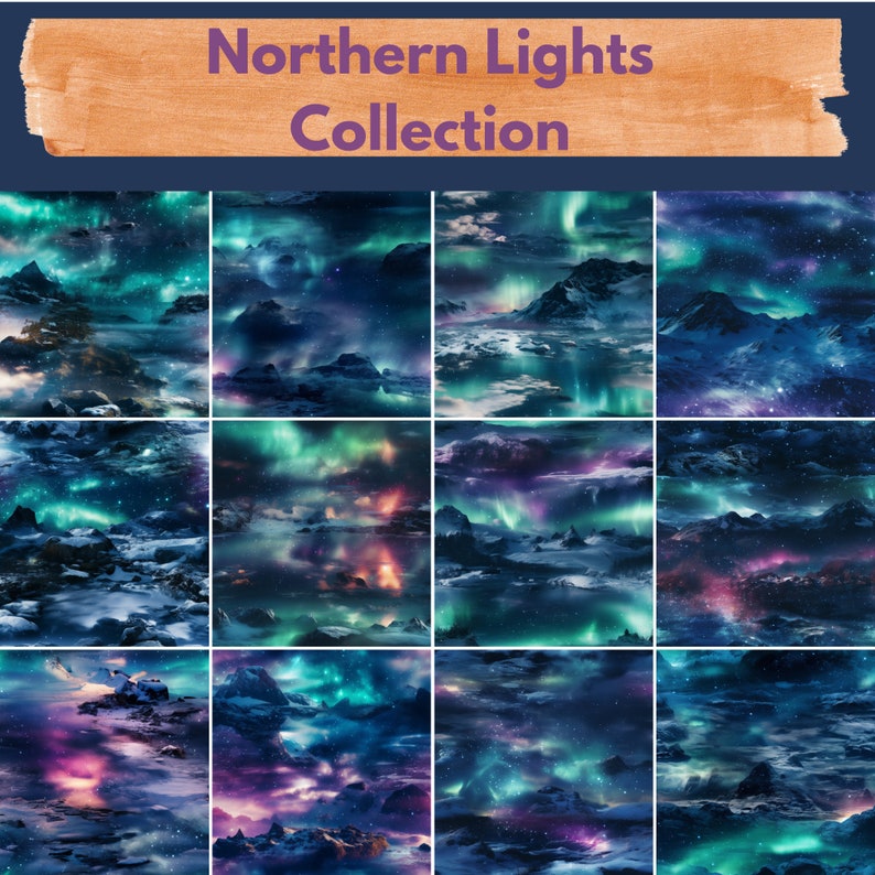 Northern Lights Digital Paper -- Seamless Pattern -- Northern Lights ...
