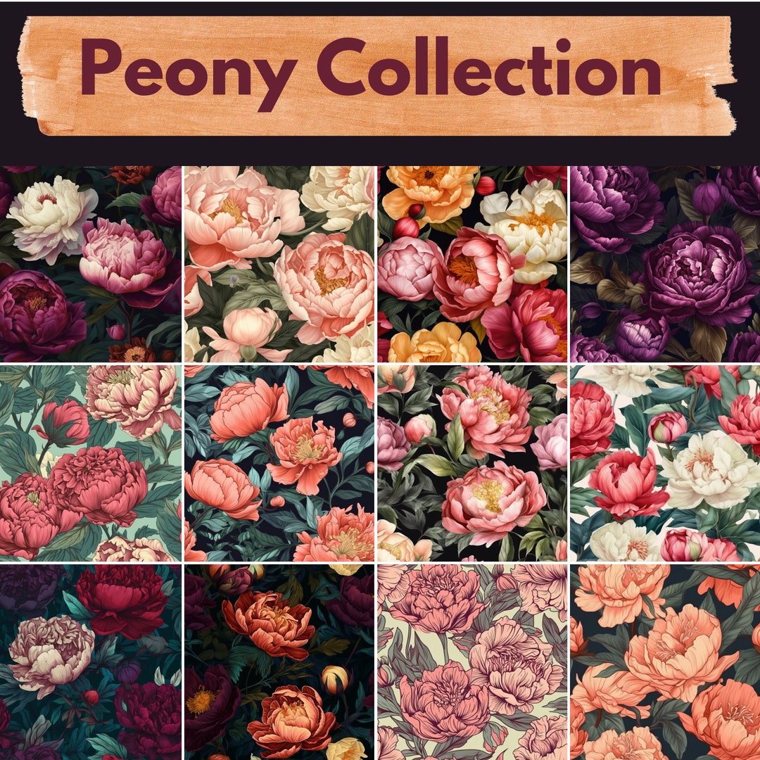 Peony Flowers Digital Paper -- Seamless Pattern --flower Backgrounds ...