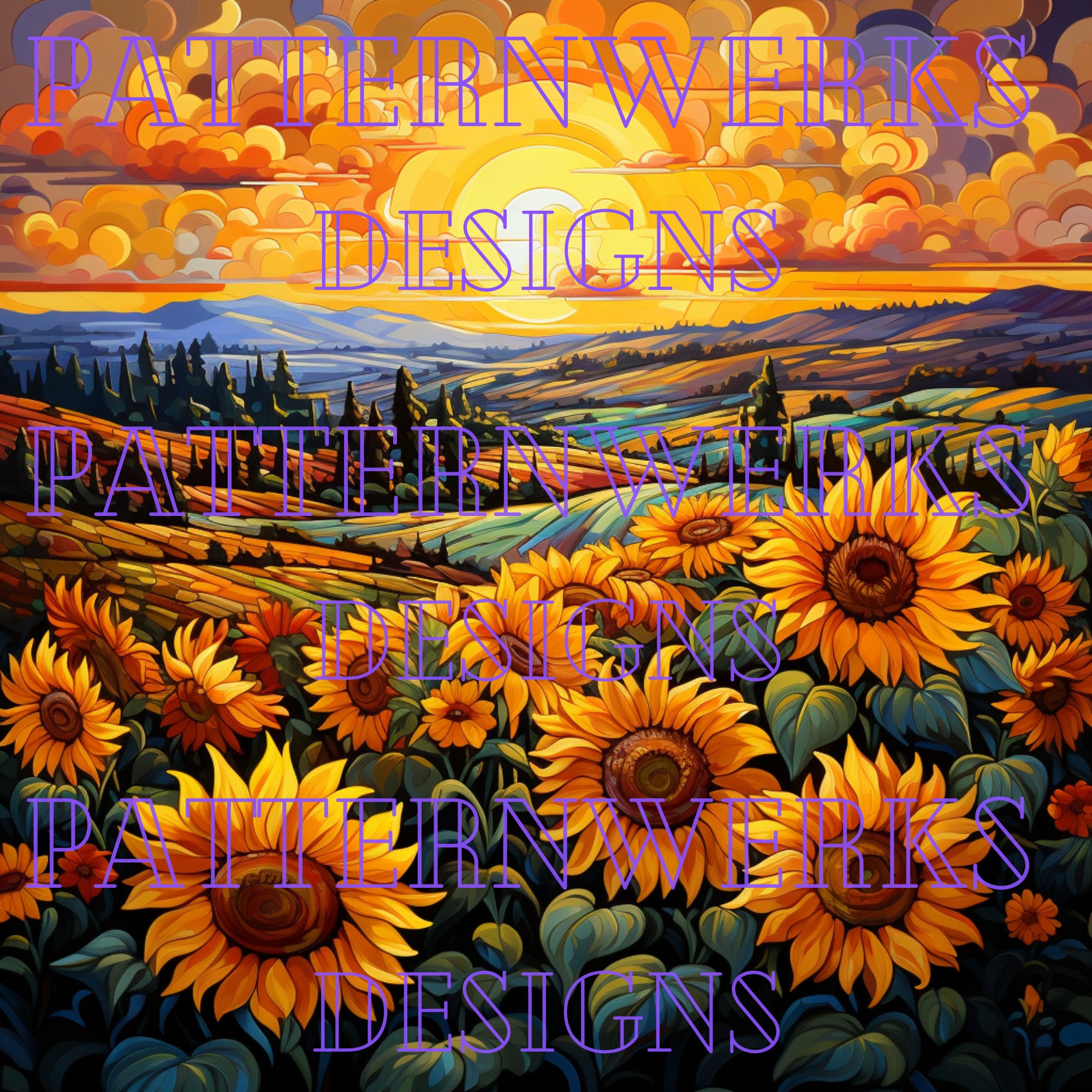 Sunflower Field Digital Paper -- Sunflower Backgrounds -- 12 Designs ...