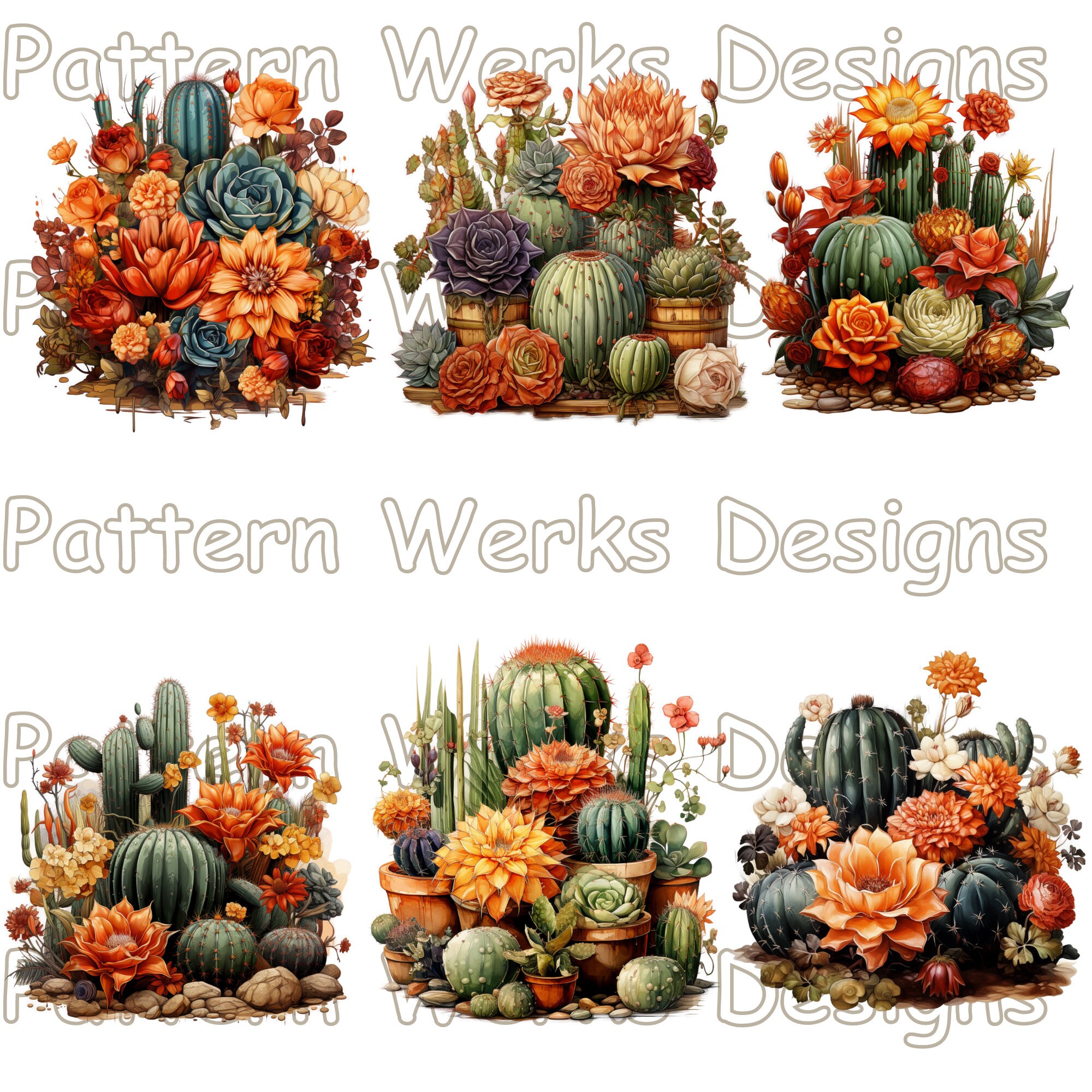 Fall Cactus Clip Art -- PNG Format --transparent Background-- Instant ...