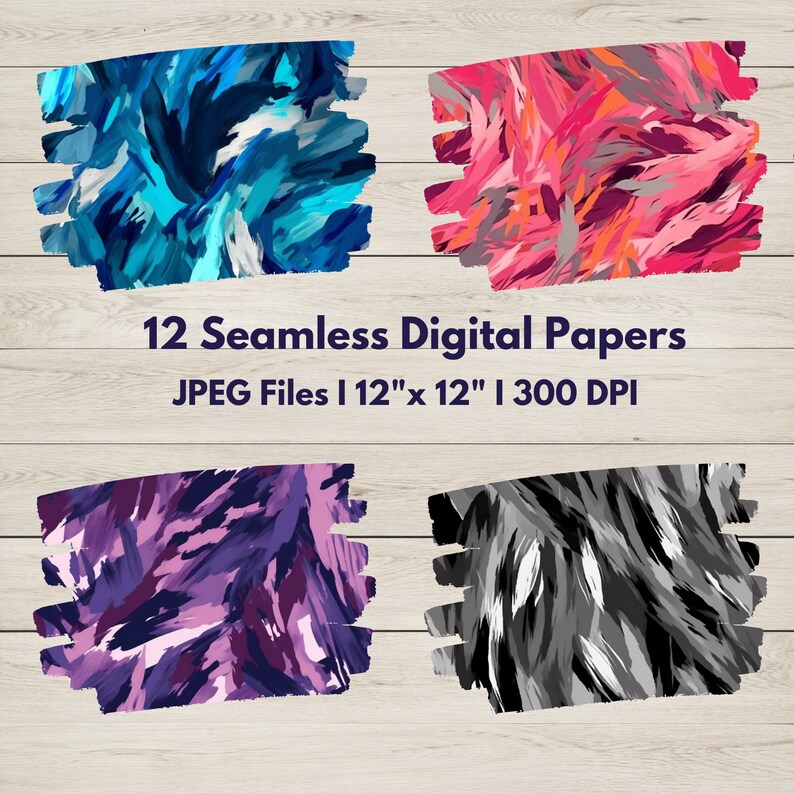 Brush Stroke Digital Paper -- Seamless Pattern -- Abstract Backgrounds ...