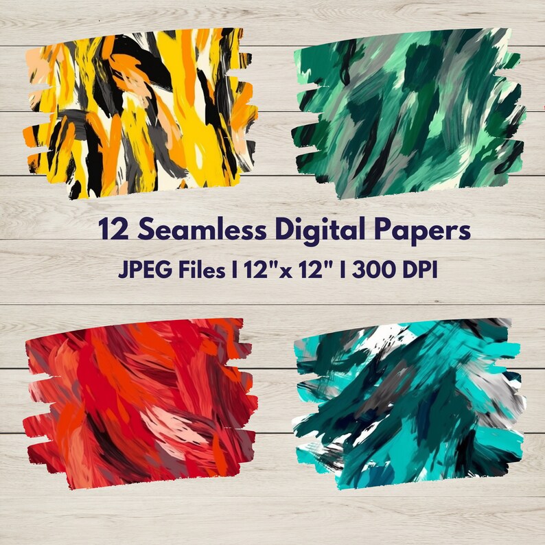 Brush Stroke Digital Paper -- Seamless Pattern -- Abstract Backgrounds ...