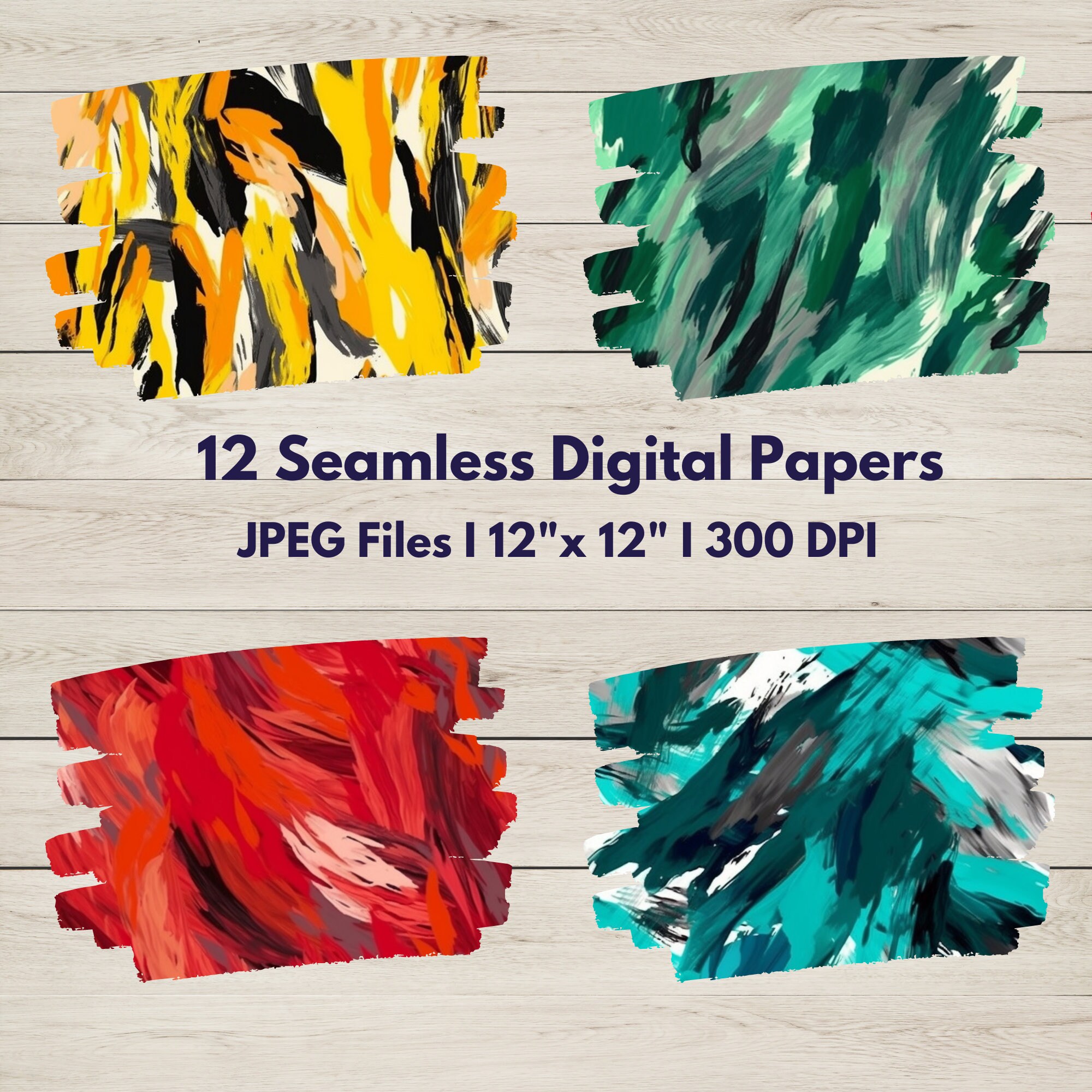 Brush Stroke Digital Paper -- Seamless Pattern -- Abstract Backgrounds ...