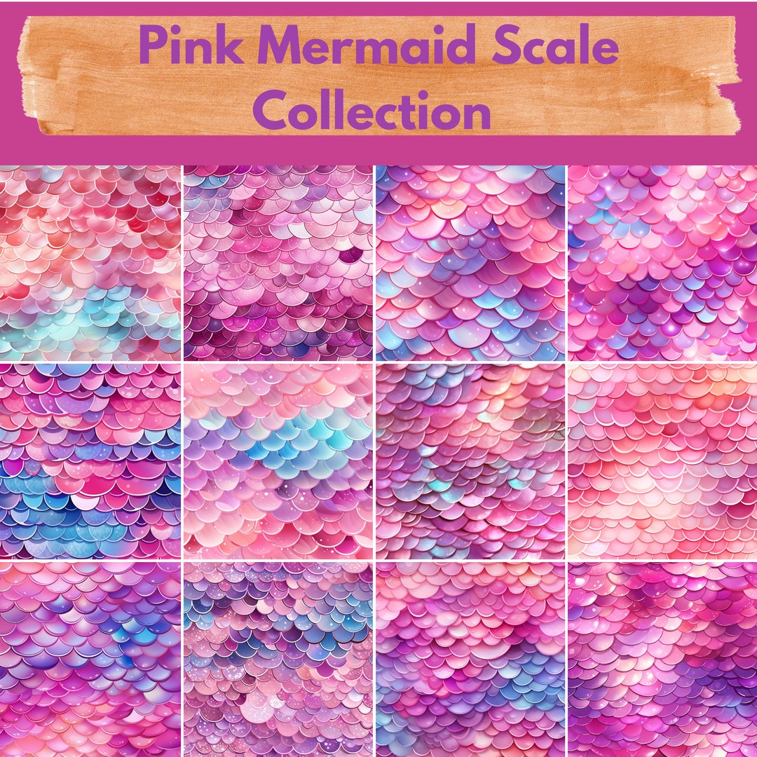 Pink Mermaid Scale Digital Paper -- Seamless Pattern -- Mermaid Scale ...