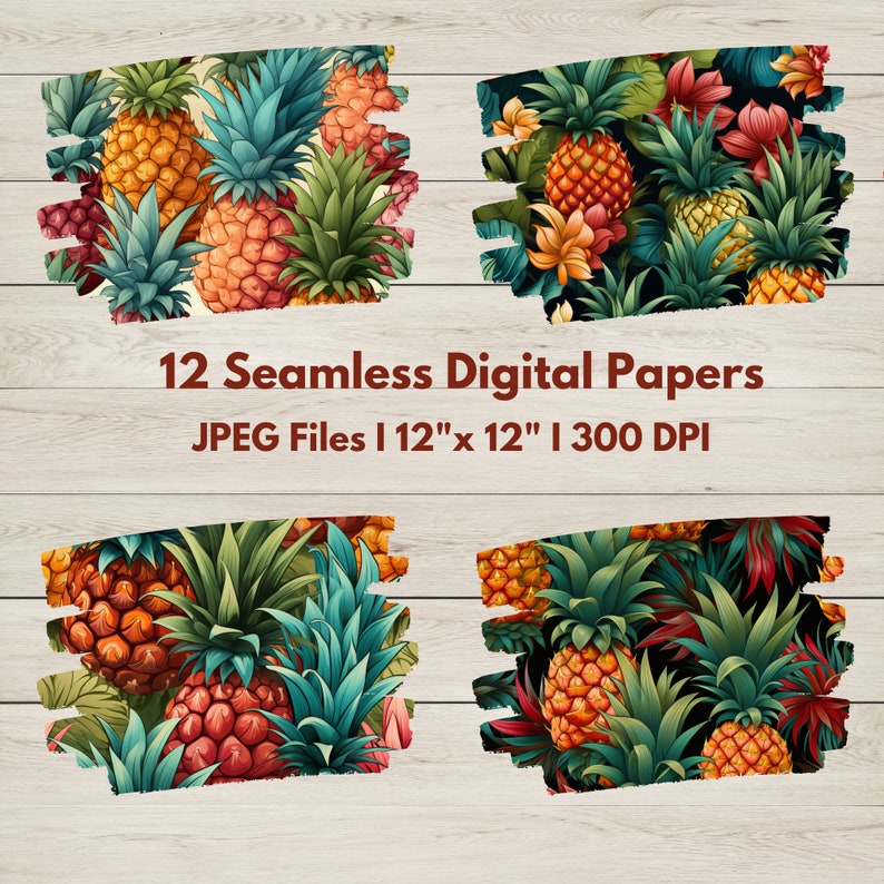 Tropical Pineapple Digital Paper -- Seamless Pattern -- Pineapple ...