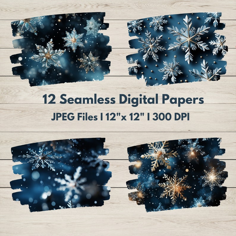 Elegant Snowflake Digital Paper Seamless Pattern Winter Backgrounds 12 ...