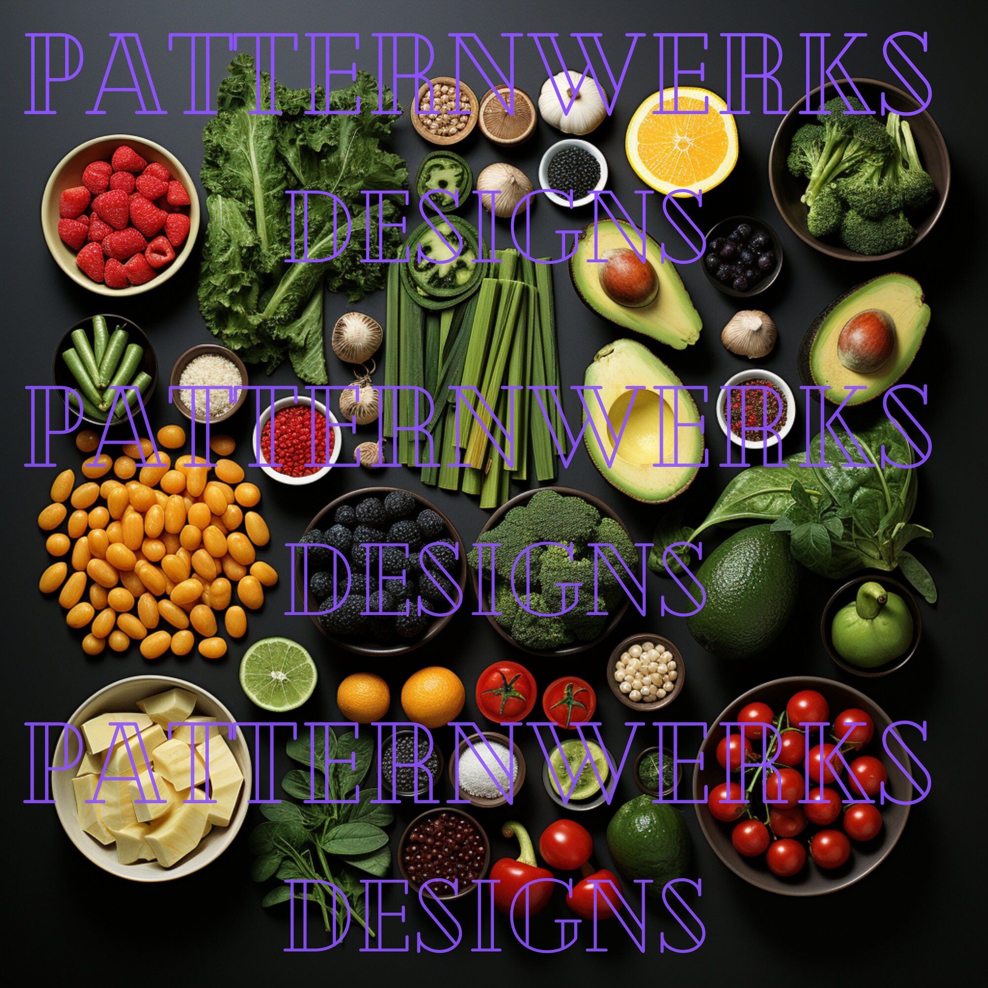 Fruits and Veggies Digital Paper -- Food Backgrounds -- 12 Designs ...