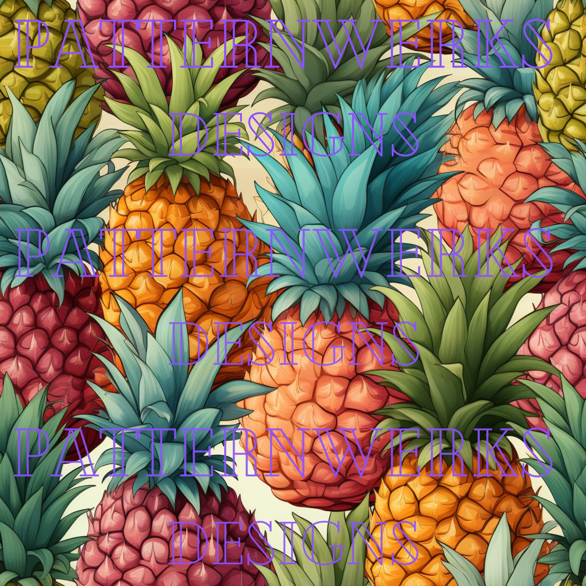 Tropical Pineapple Digital Paper -- Seamless Pattern -- Pineapple ...