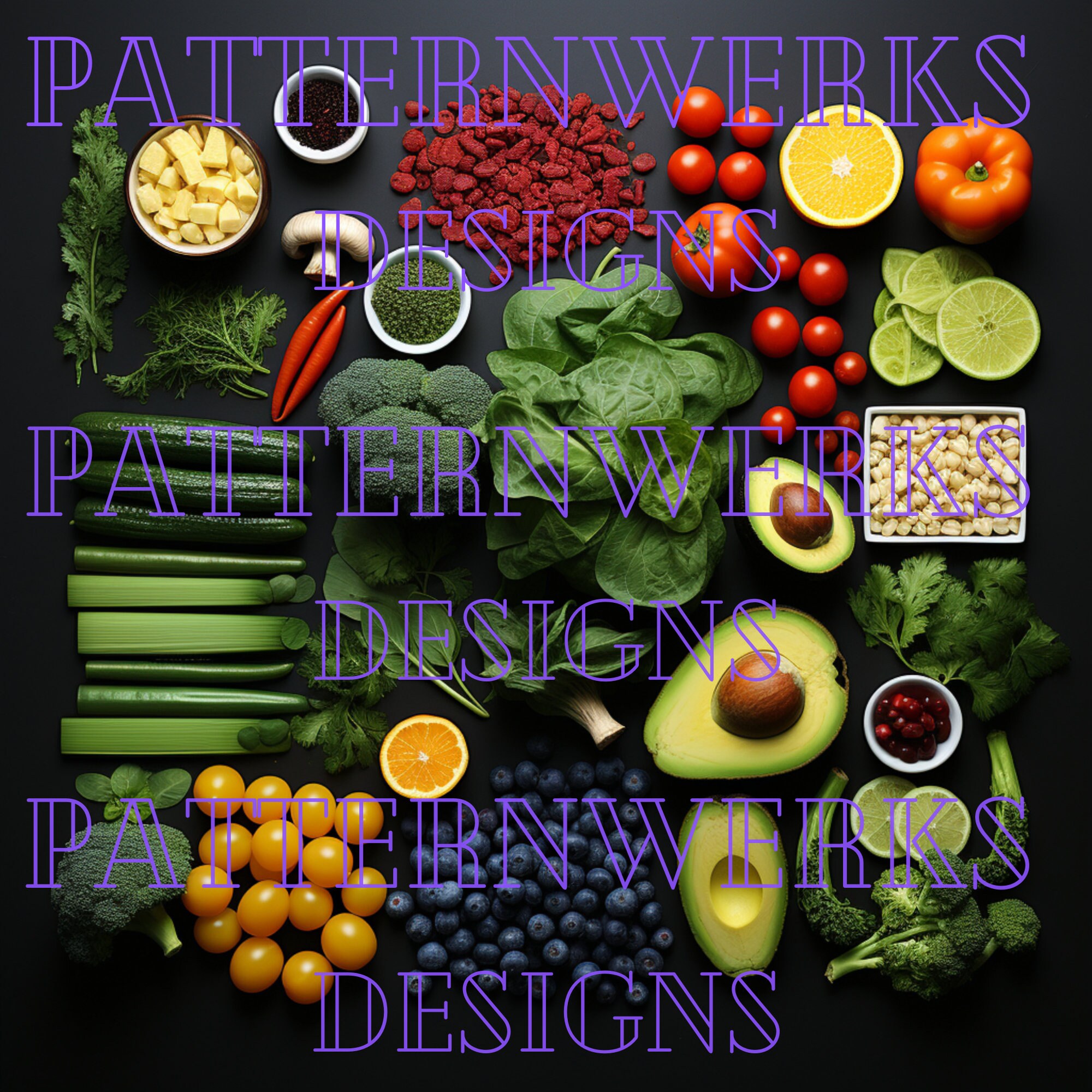 Fruits and Veggies Digital Paper -- Food Backgrounds -- 12 Designs ...