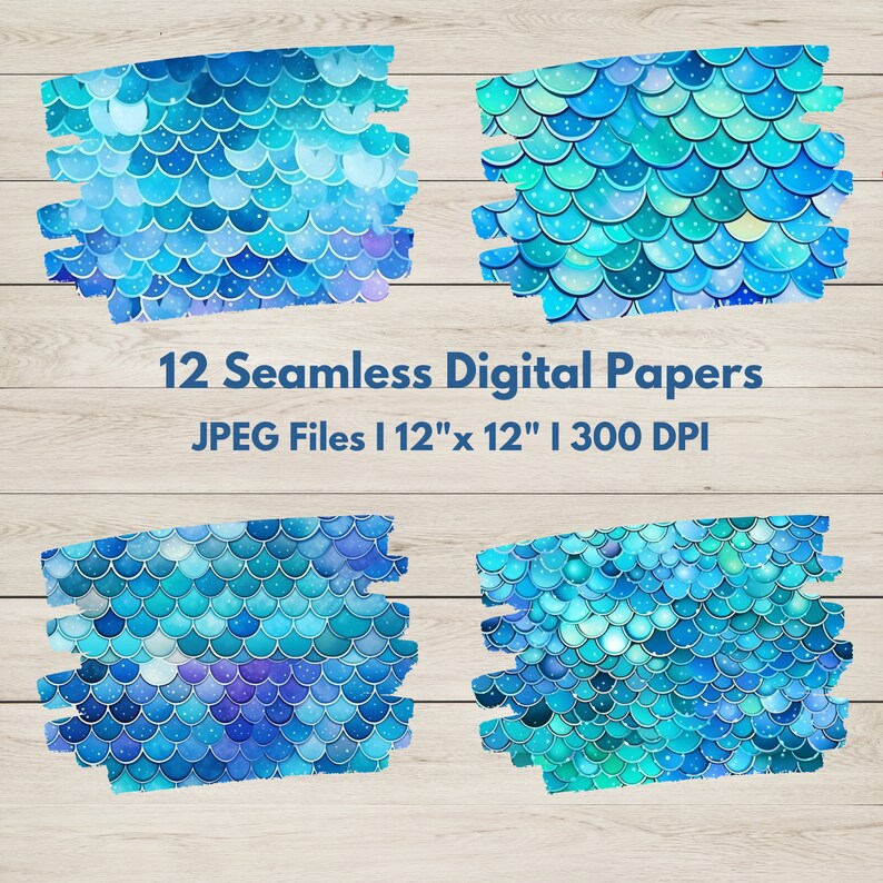 Blue Mermaid Scale Digital Paper Seamless Pattern - Etsy