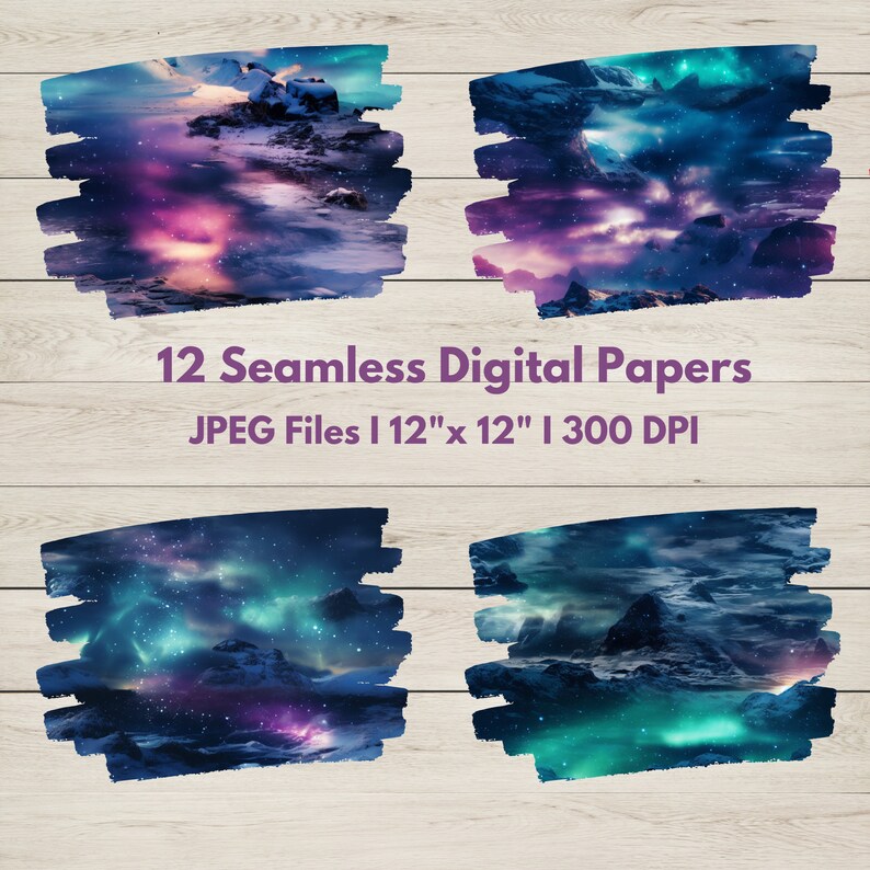 Northern Lights Digital Paper -- Seamless Pattern -- Northern Lights ...