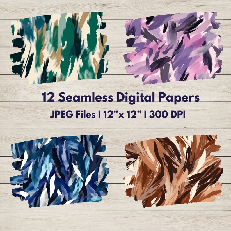 Brush Stroke Digital Paper -- Seamless Pattern -- Abstract Backgrounds ...