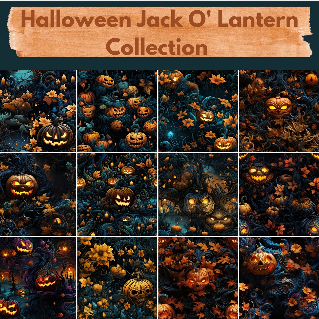 Halloween Jack O' Lantern Digital Paper -- Seamless Pattern -- Pumpkin ...