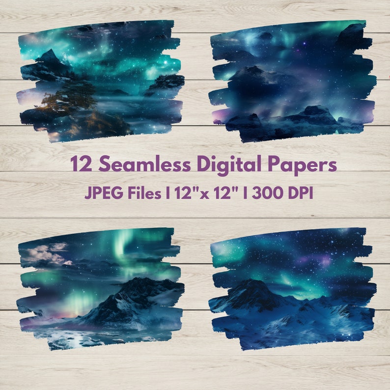 Northern Lights Digital Paper -- Seamless Pattern -- Northern Lights ...