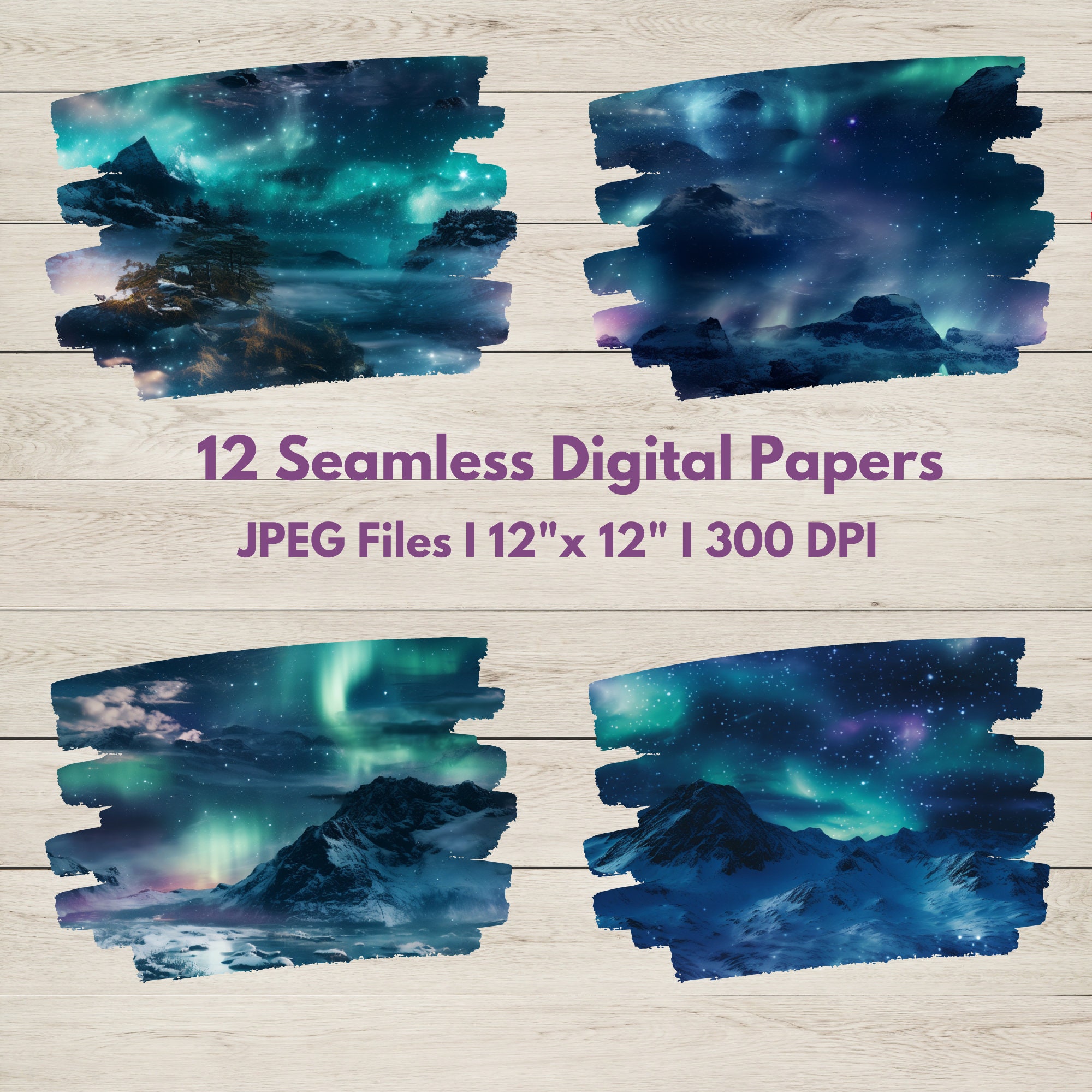 Northern Lights Digital Paper Seamless Pattern Northern Lights ...