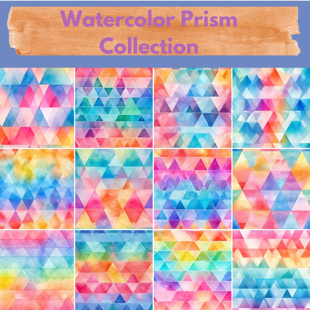 Watercolor Prism Digital Paper -- Seamless Pattern -- Prism Backgrounds ...