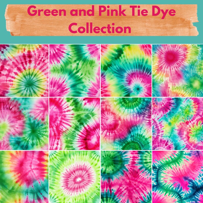 Green and Pink Tie Dye Digital Paper -- Seamless Pattern -- Tie Dye ...