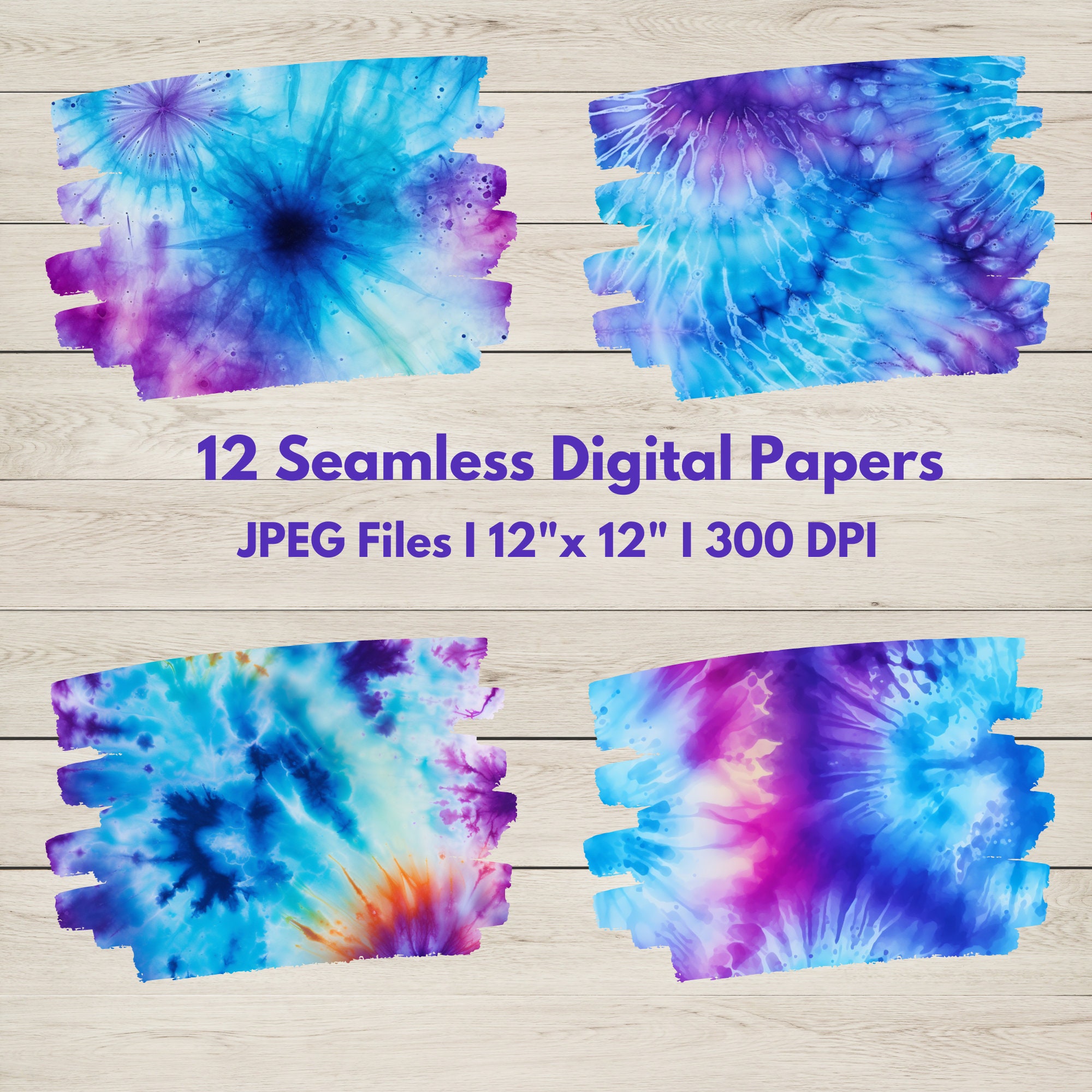 Blue and Purple Tie Dye Digital Paper -- Seamless Pattern -- Tie Dye ...