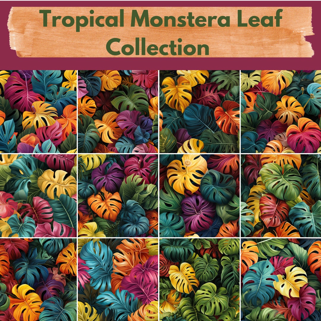 Tropical Monstera Leaf Digital Paper -- Seamless Pattern -- Tropical ...