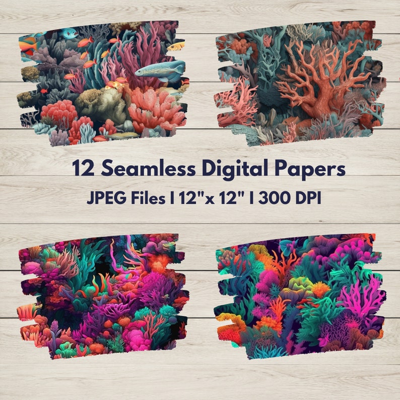 Coral Reef Digital Paper -- Seamless Pattern -- Coral Reef Backgrounds ...