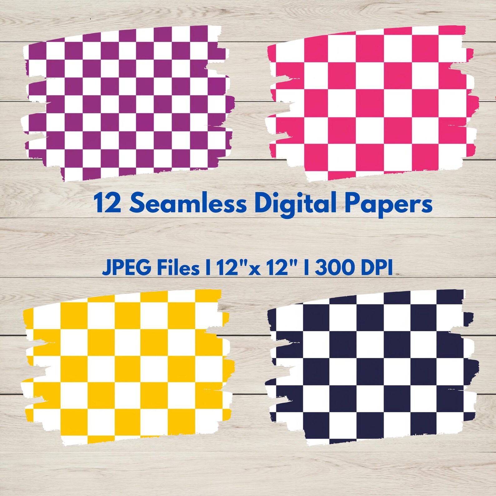 Rainbow Checkerboard Digital Paper -- Seamless Pattern -- Checkerboard ...